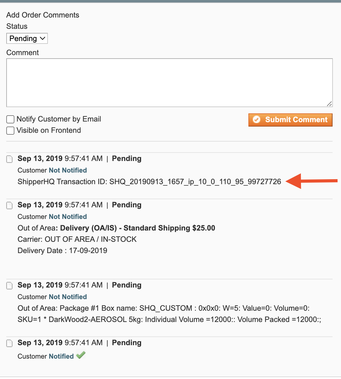 ShipperHQ Quote or Transaction ID